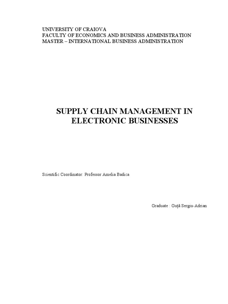 Electronic Supply Chain Management Insights | PDF | Electronic Business ...