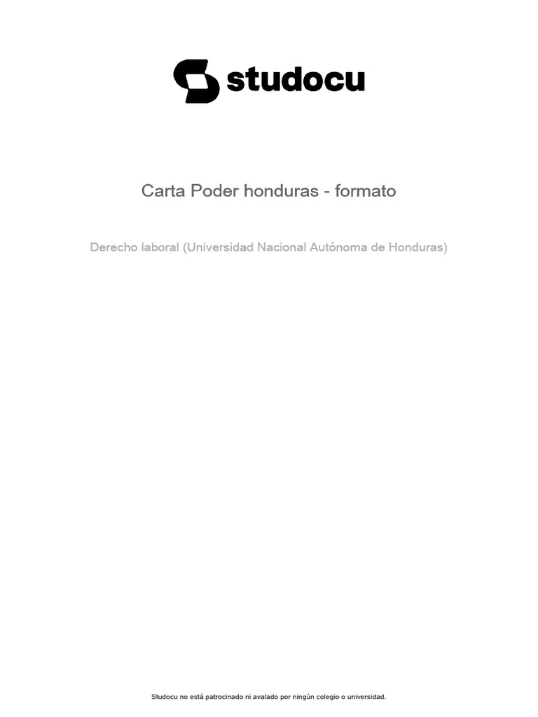 Carta Poder Honduras Formato | PDF | Política | Ciencias sociales