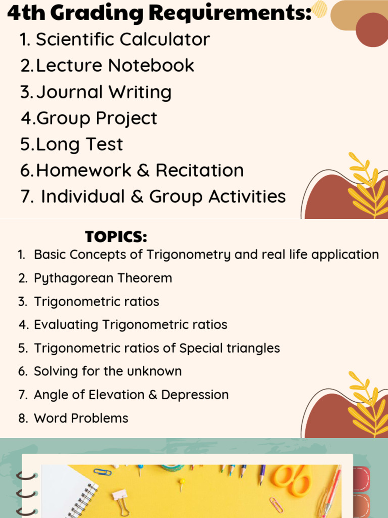 4th Grade Trigonometry Requirements | PDF | Trigonometric Functions ...