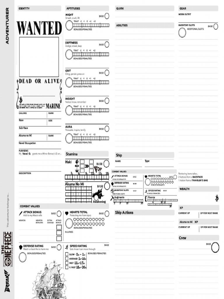 Better BREAK!! One Piece Expansion/mod Sheet 3.0 | PDF