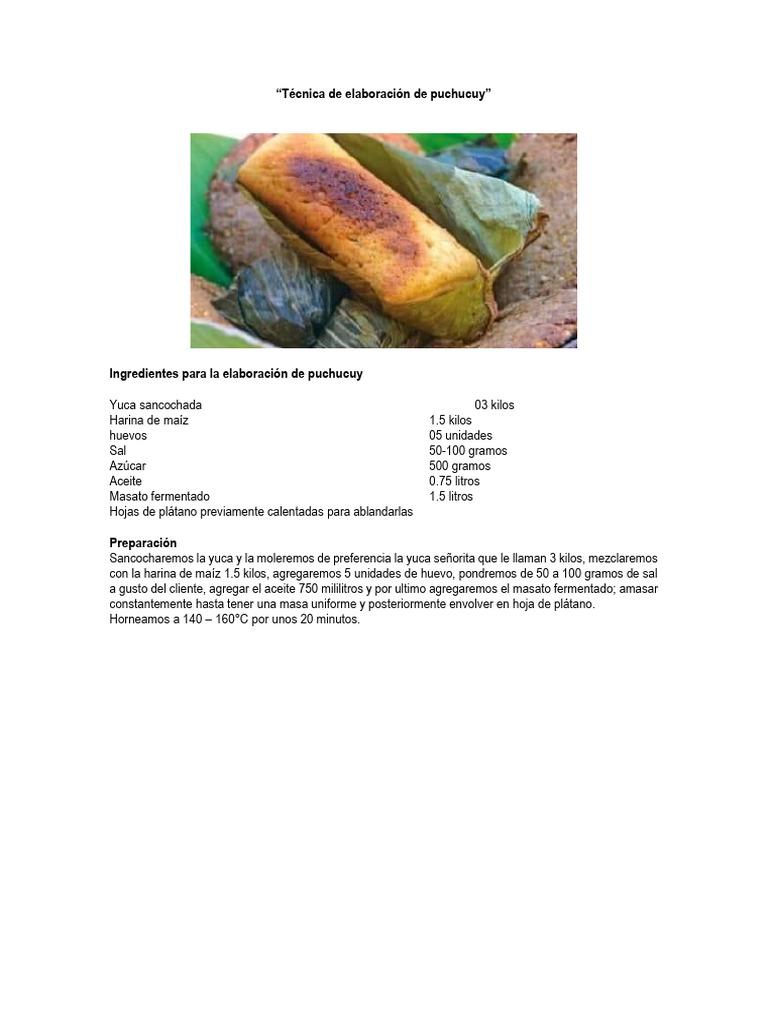 Recetas de Puchucuy y Galletas de Aguaje | PDF
