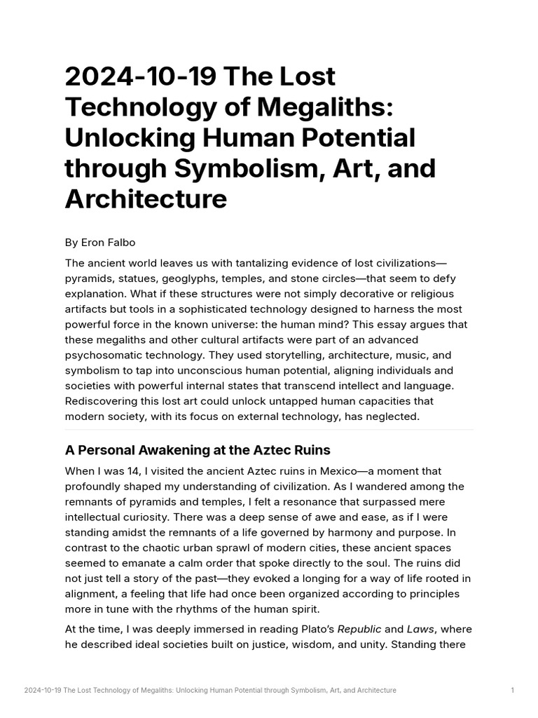 The Lost Technology of Megaliths: Unlocking Human Potential Through ...
