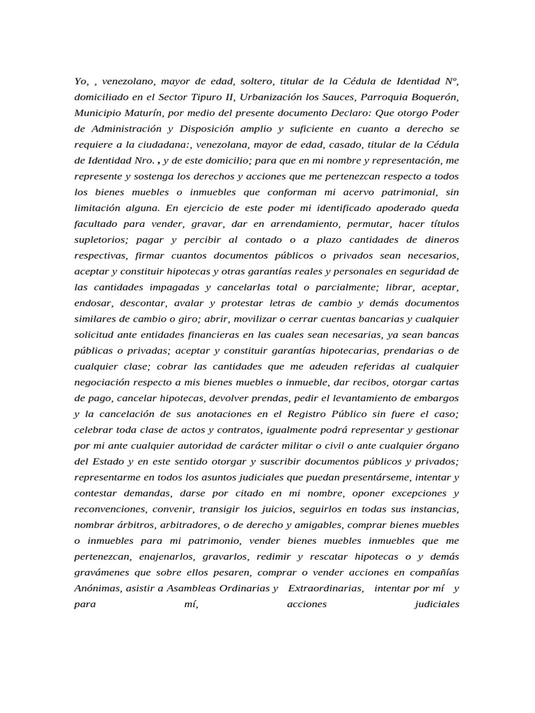 Poder General de Administración y disposición. | PDF | Pagaré | Gobierno