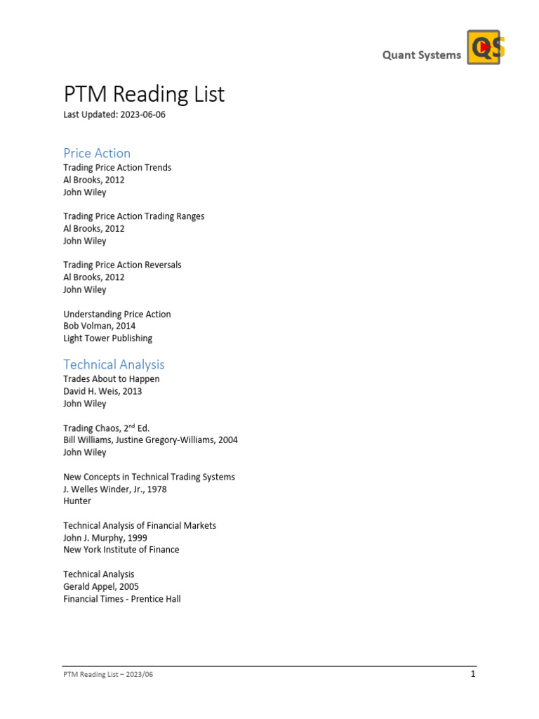 PTM Reading List | PDF | Technical Analysis | Economies