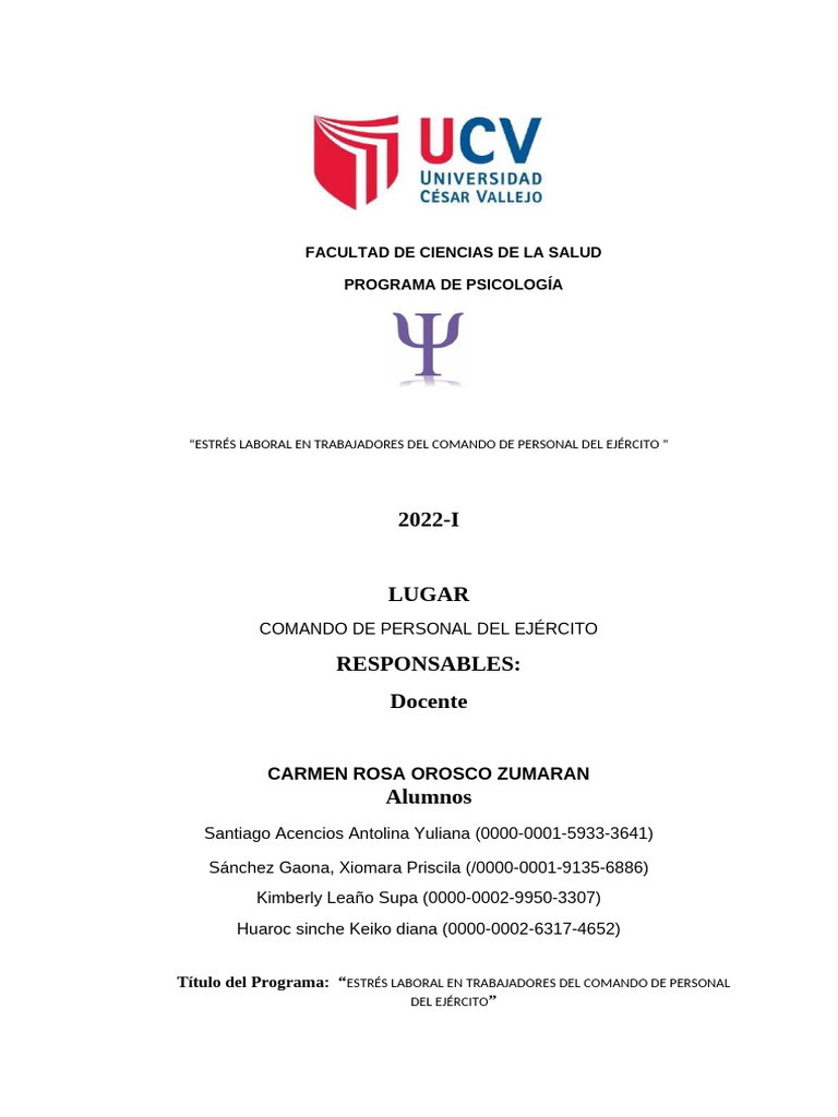 Esquema_informe FINAL de PROGRAMA (2) | PDF | Estrés (biología) | Sicología