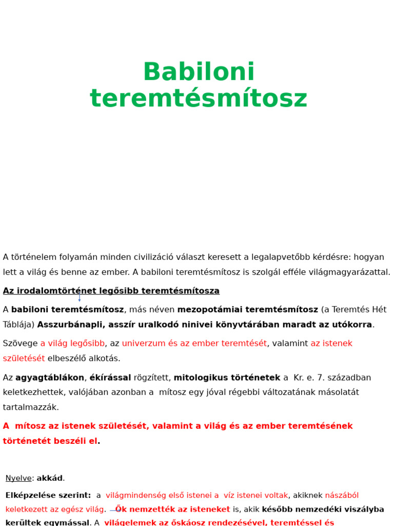 Babiloni Teremtésmítosz | PDF