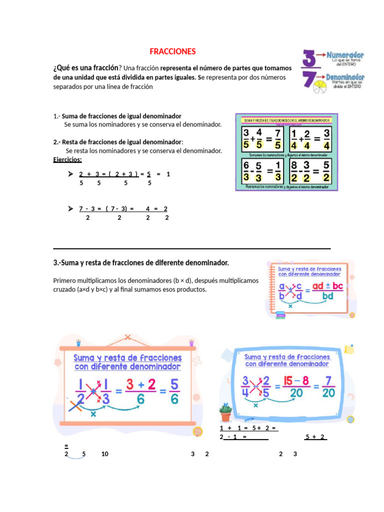Operaciones Básicas con Fracciones | PDF