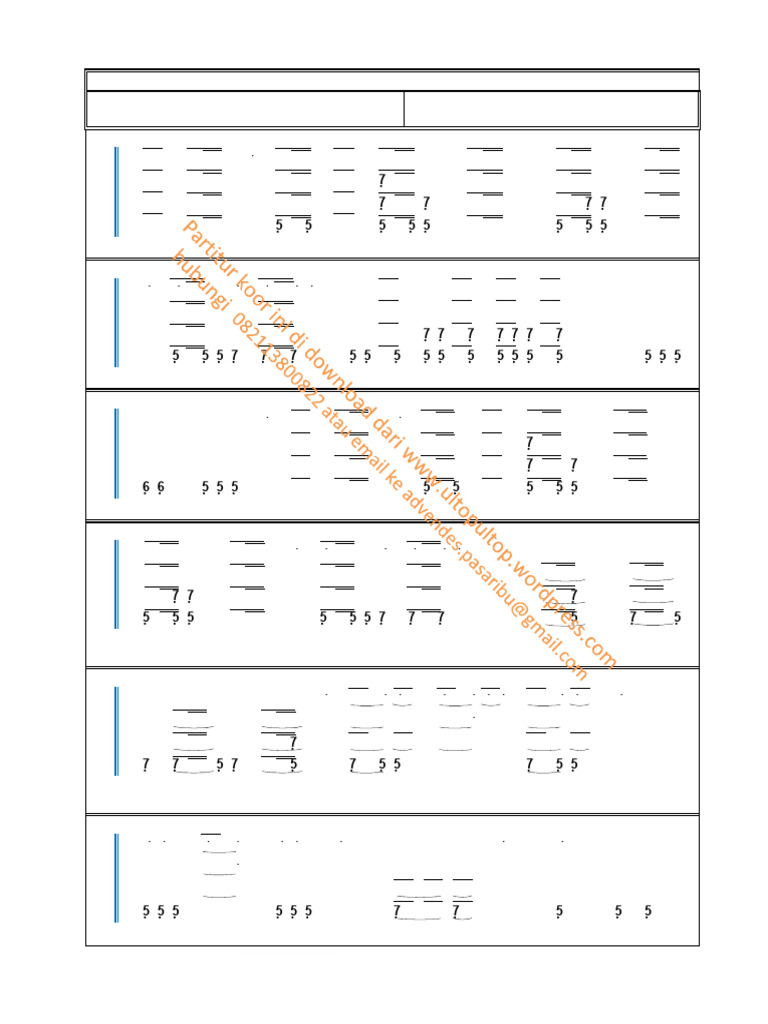 Partitur Koor Pria Bahasa Batak | PDF
