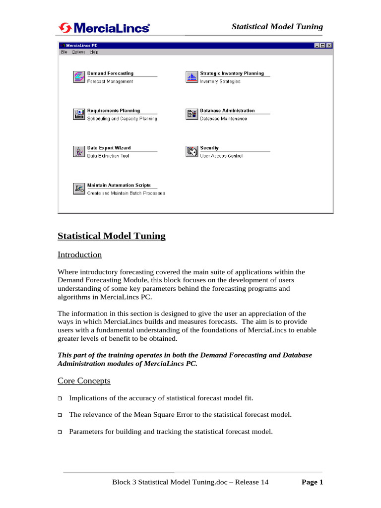 Block 03 Statistical Model Tuning | PDF | Forecasting | Mean Squared Error
