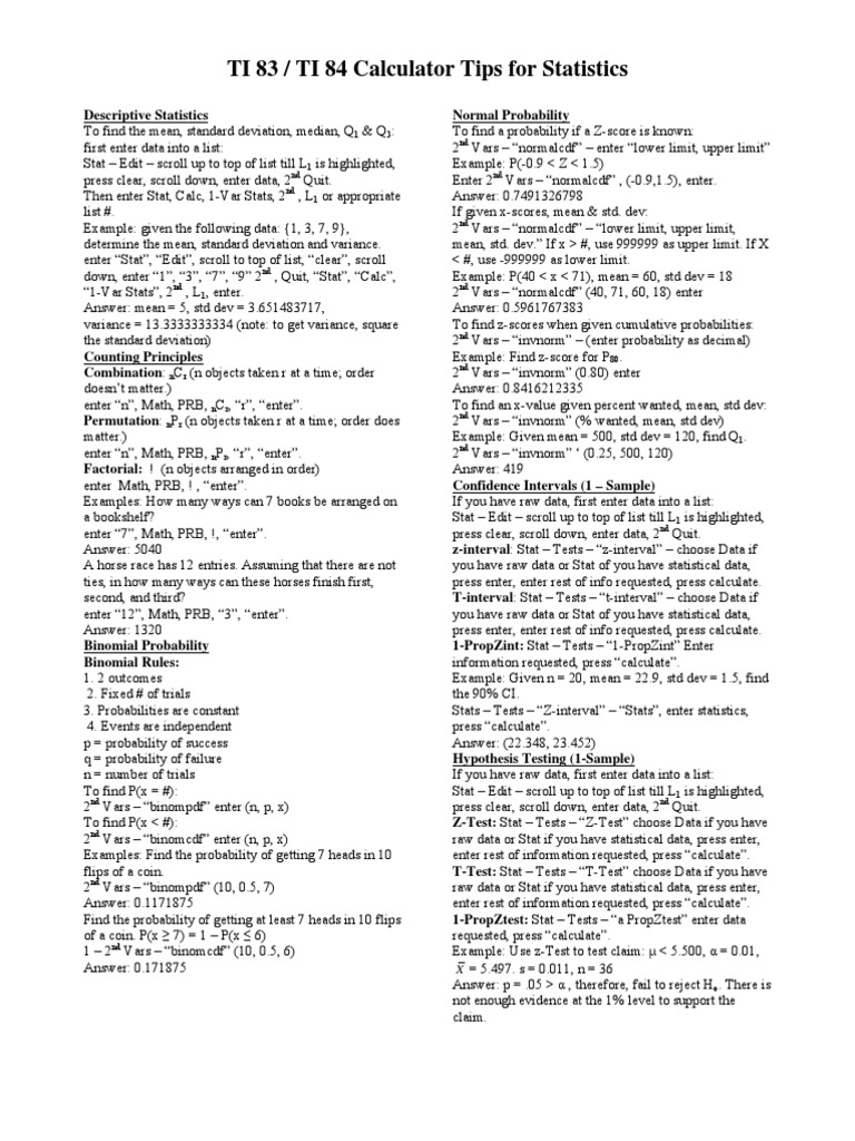 Stats GC Formula Sheet | Statistical Hypothesis Testing | Statistics