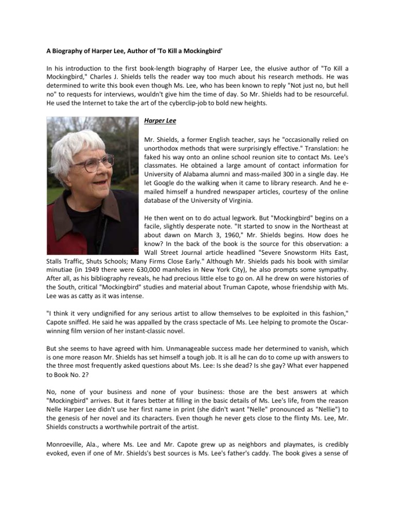 A Biography of Harper Lee | Harper Lee | To Kill A Mockingbird