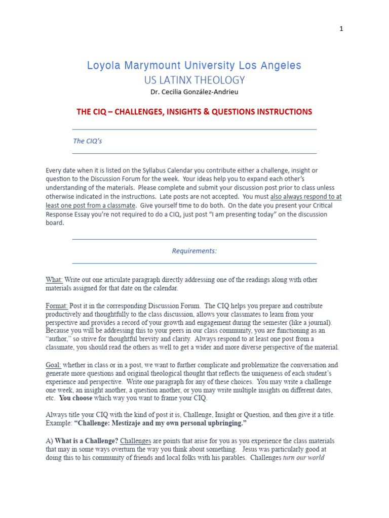 CIQ Instructions 3232 F24 | PDF | Cognition | Human Communication