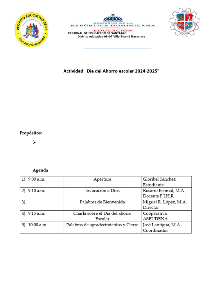 Agenda Dia Del Ahorro Escolar 20244 | PDF