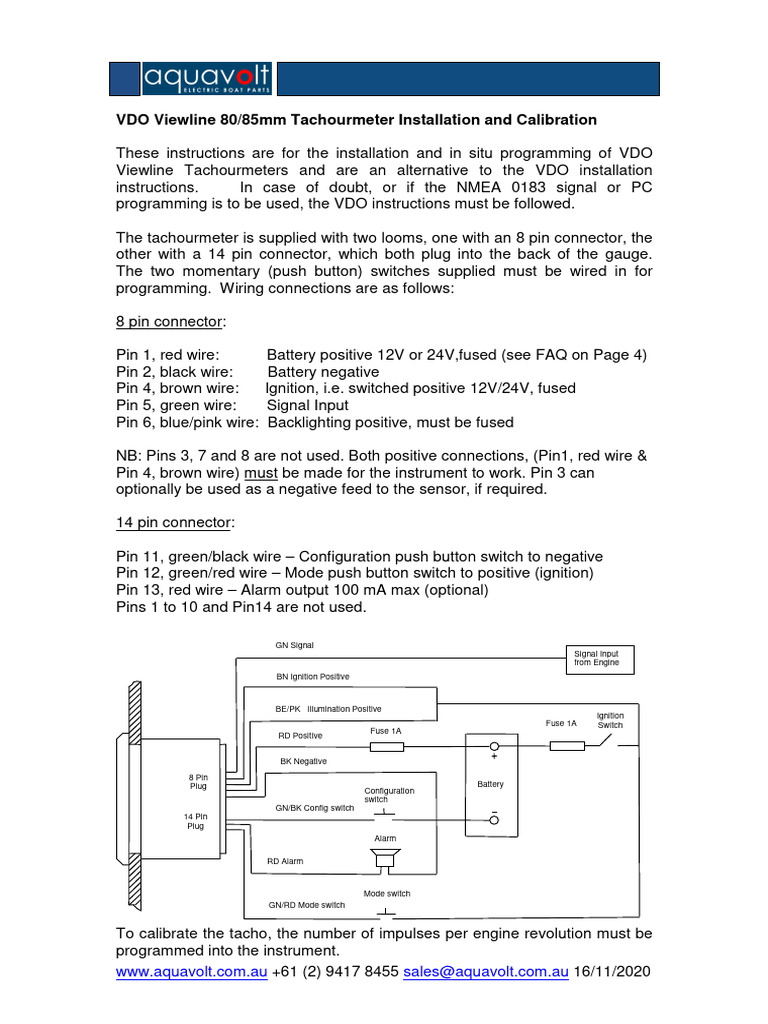 VDO Viewline Tachometer Setup Guide | PDF | Calibration | Electrical ...