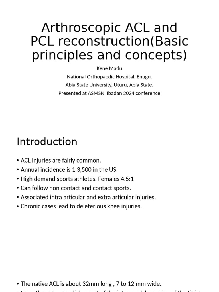 Arthroscopic ACL and PCL Reconstruction (Basic Principles | PDF | Knee ...