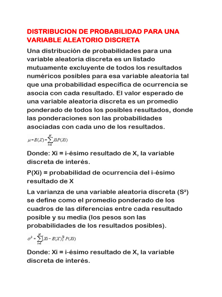 Distrib Prob Disc | PDF | Distribución de probabilidad | Variable aleatoria