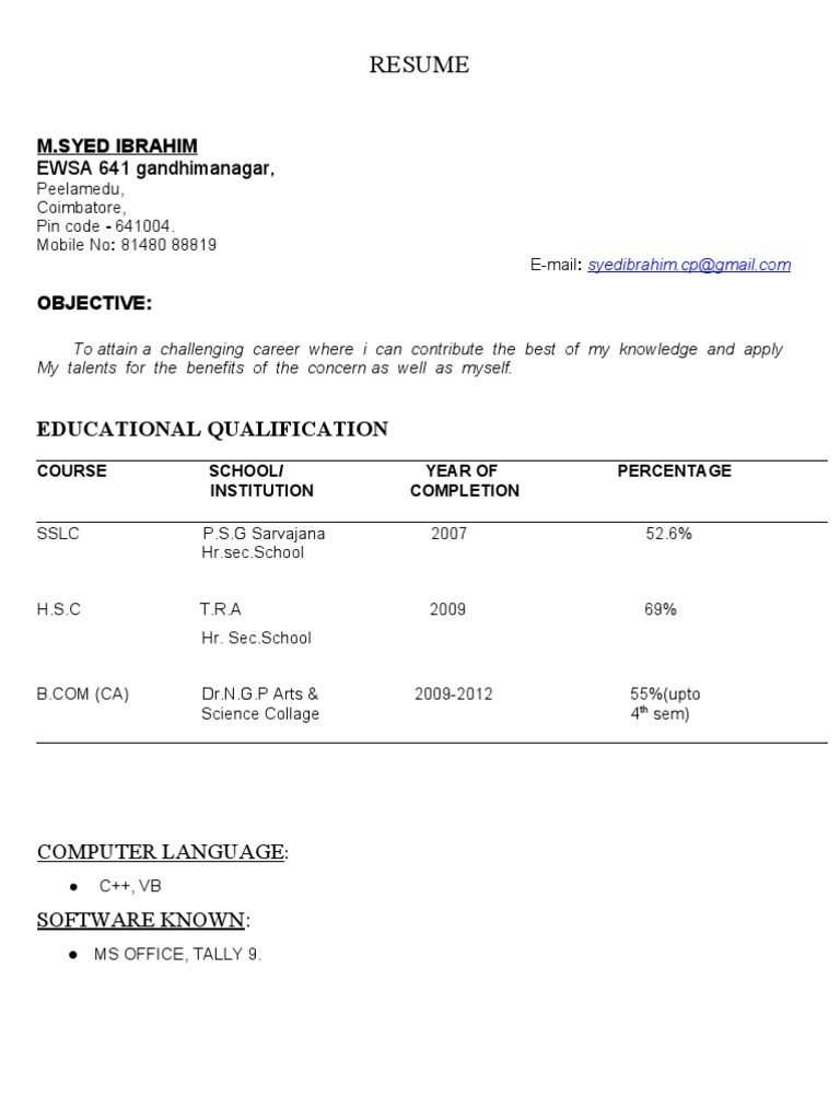 Resume: Educational Qualification | PDF