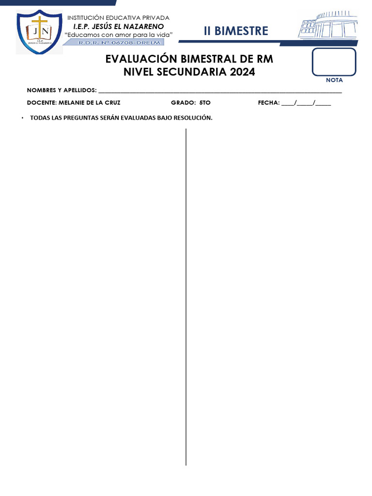 Ii Bimestre Secundaria RM 5to | PDF