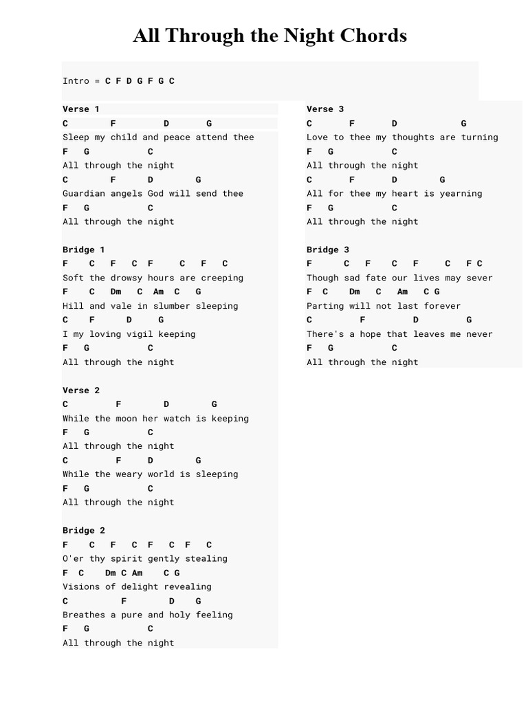 All Through the Night Chords Guide | PDF