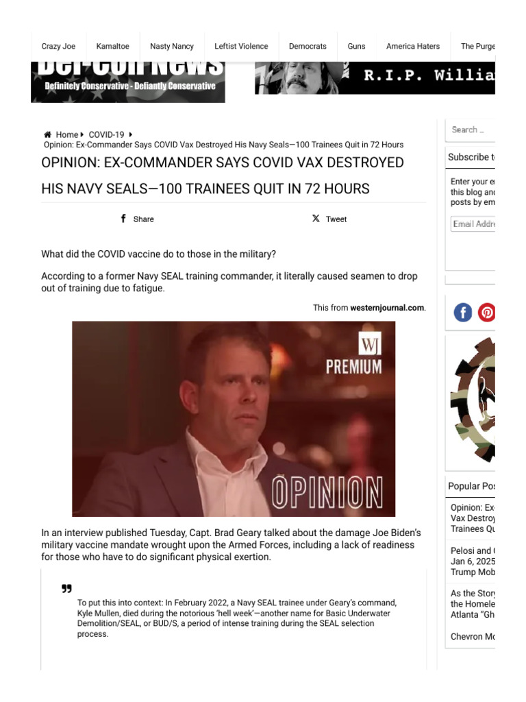 Opinion_ Ex-Commander Says COVID Vax Destroyed His Navy Seals—100 Trainees Quit in 72 Hours ...