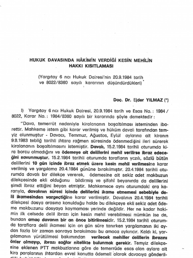 Kesi̇n Mehi̇li̇n Hakki Kisitlamasi | PDF