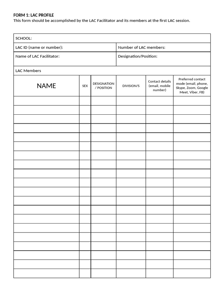 LAC Profile Form Instructions | PDF