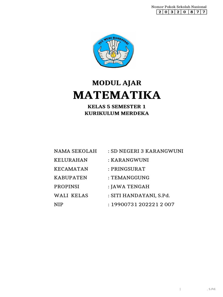Modul Ajar MTK | PDF | Karier & Perkembangan | Metode & Bahan Ajar