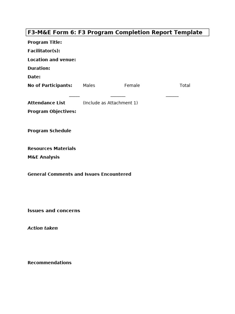 Program Completion Report Template Department Break Away | PDF ...