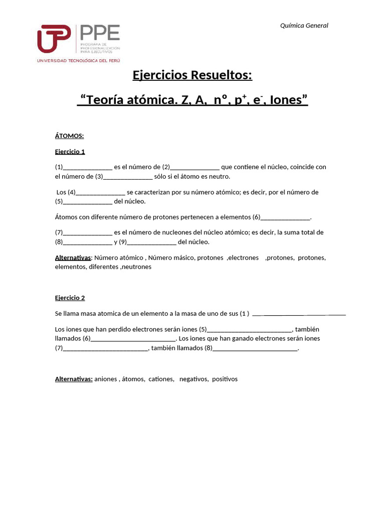 Ejercicios Resueltos de Atomo | PDF | Átomos | Protón