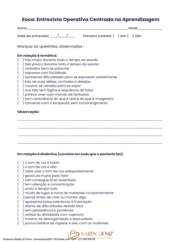 Roteiro Eoca Caixa Ludica | PDF | Aprendizado | Psicologia