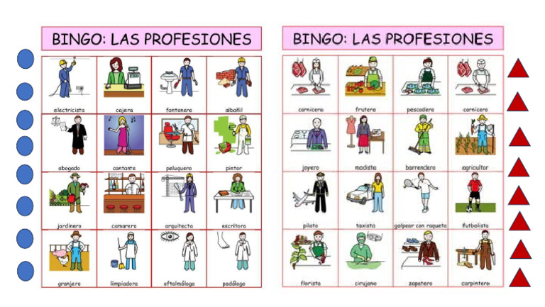 Bingo de Profesiones | PDF