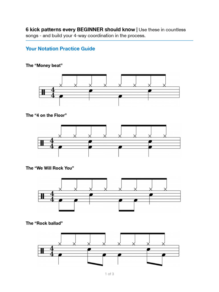 6 Kick Patterns Every BEGINNER Should Know | PDF