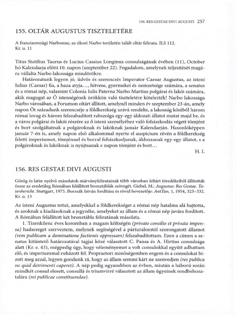 Res Gestae Divi Augusti | PDF