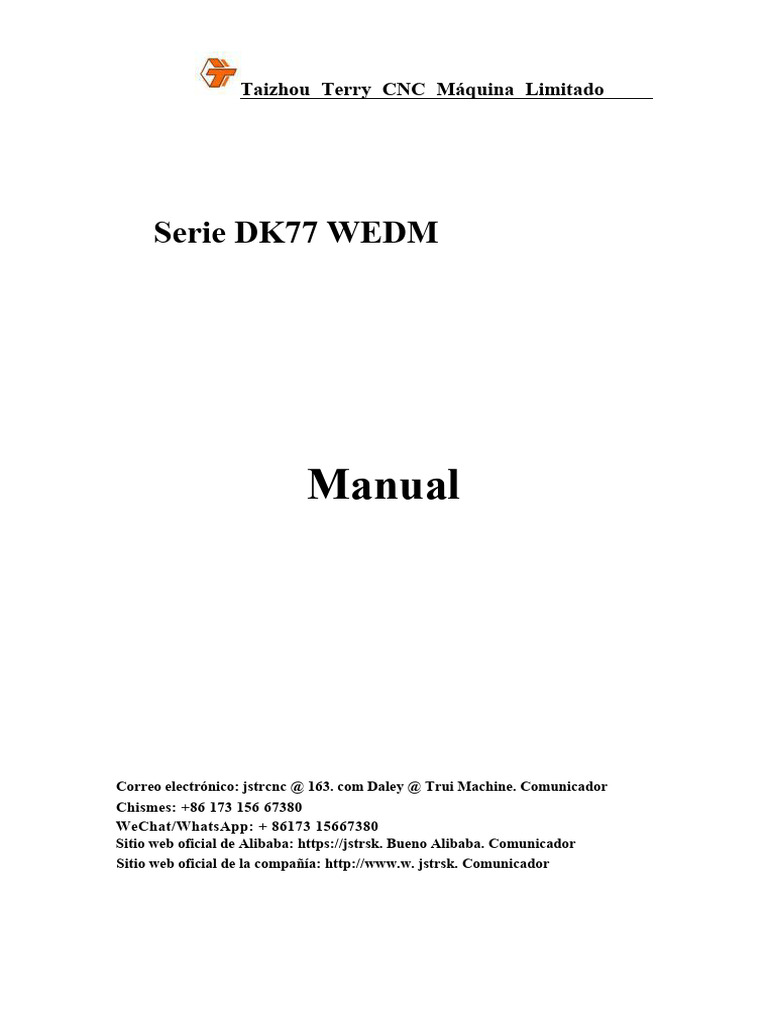 MANUAL DK77 Series EDM STANDARD PANNEL Español | PDF | Tratamiento a base de calor | Control ...
