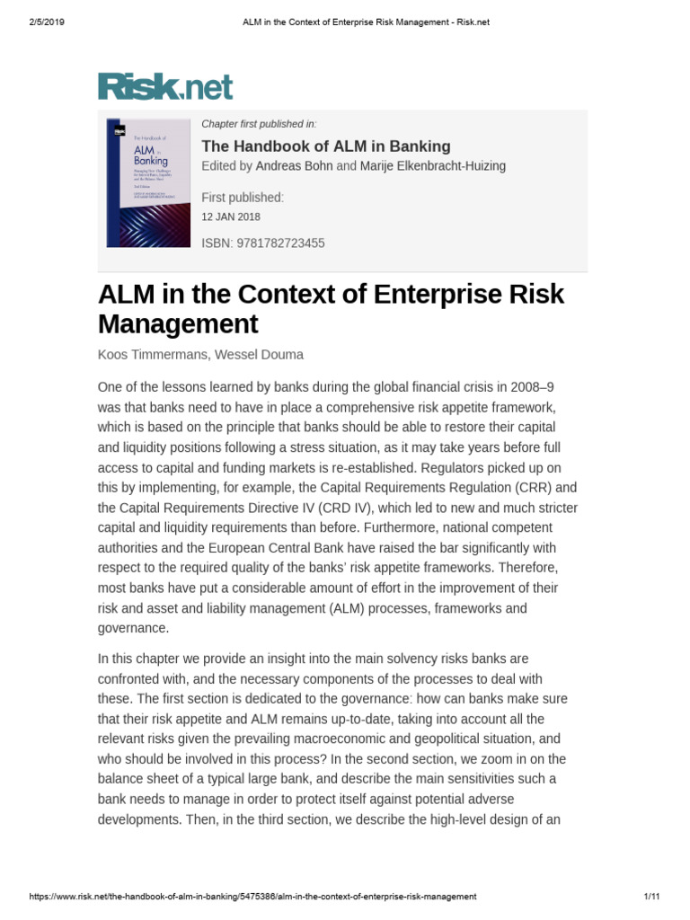 2. ALM in the Context of Enterprise Risk Management | PDF | Interest | Risk