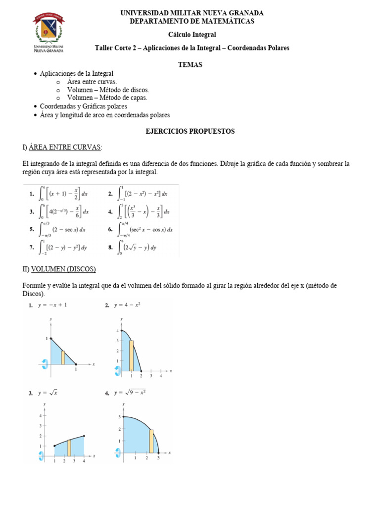 Taller Corte 2 - Cálculo Integrall | PDF