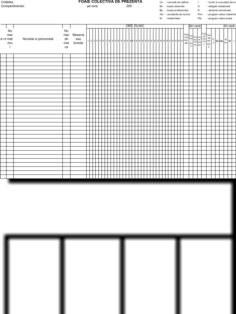 Foaie Colectiva de Prezenta | PDF