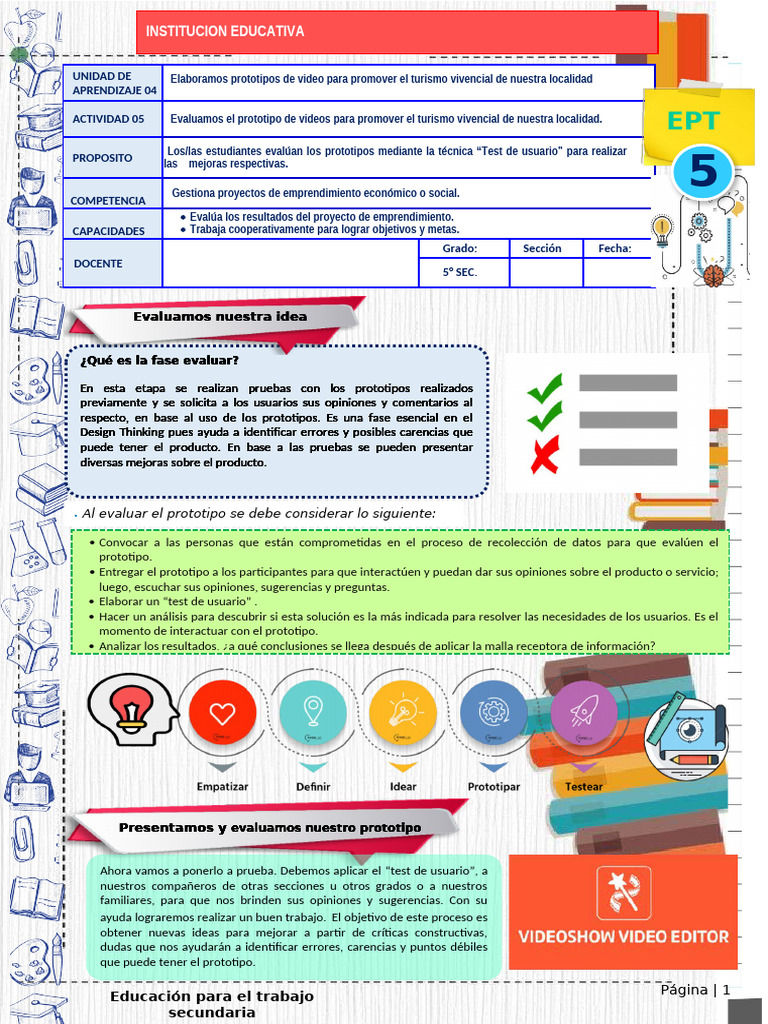 5° Ept - Ficha Actv 05.unidad 04 | PDF | Multimedia | Iniciativa empresarial