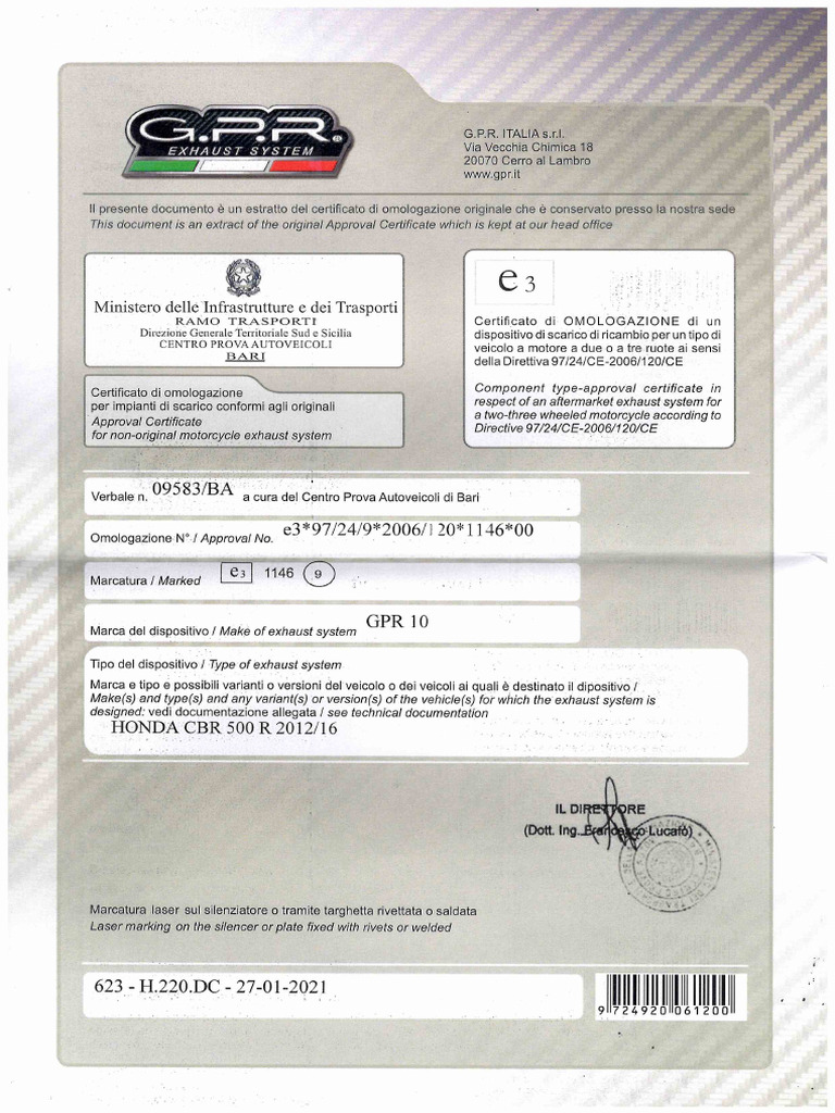 Homologacion Escape | PDF