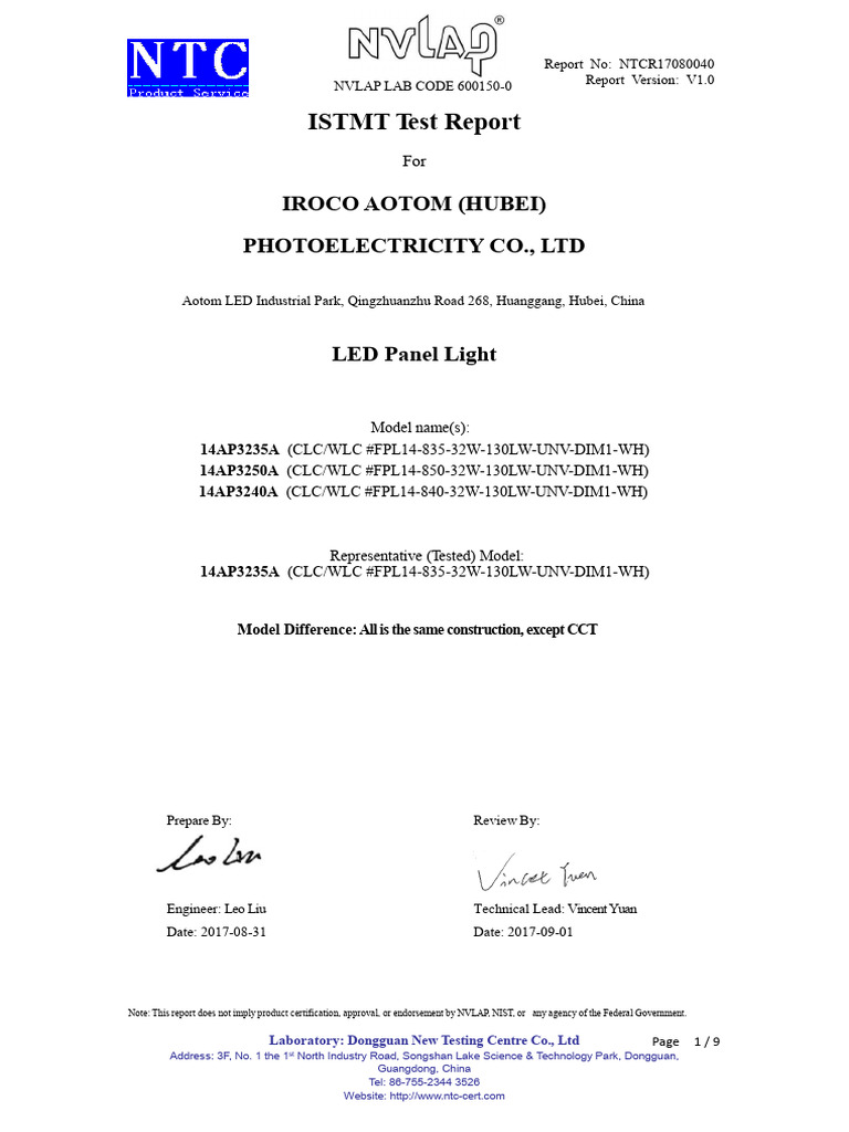 ISTMT Sample Report | PDF | Laboratories | Thermocouple