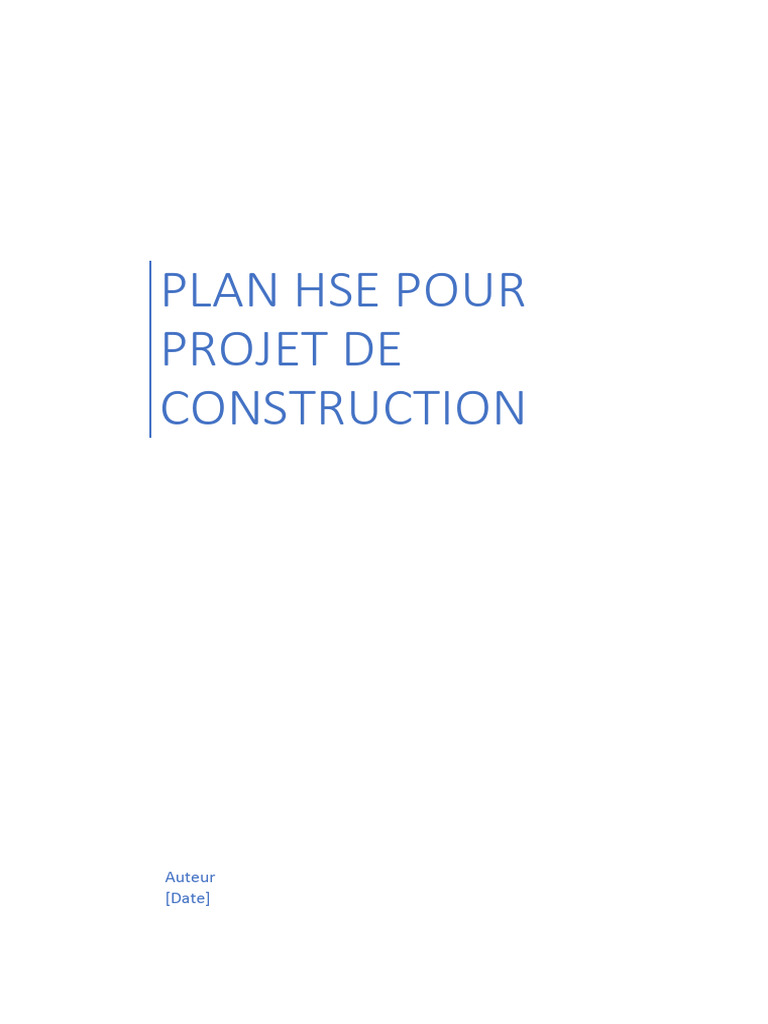 Plan HSE pour Projet de Construction | PDF | Sécurité