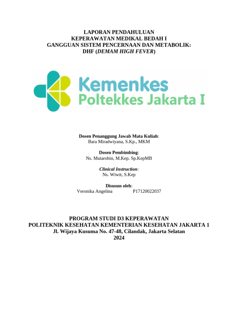 LP Kasus Individu Minggu 1 - DHF - PKK KMB I | PDF