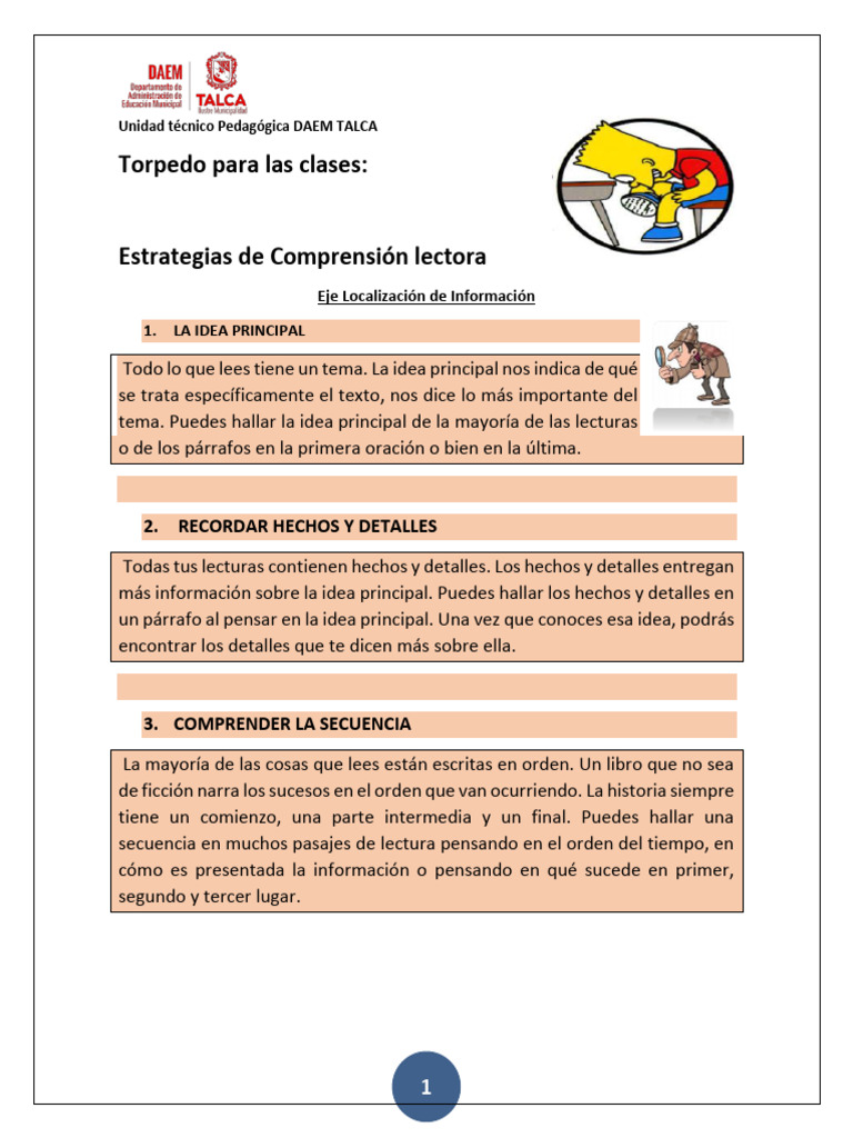 12 Estrategias de Comprensión Lectora - Ayuda Memoria | PDF ...