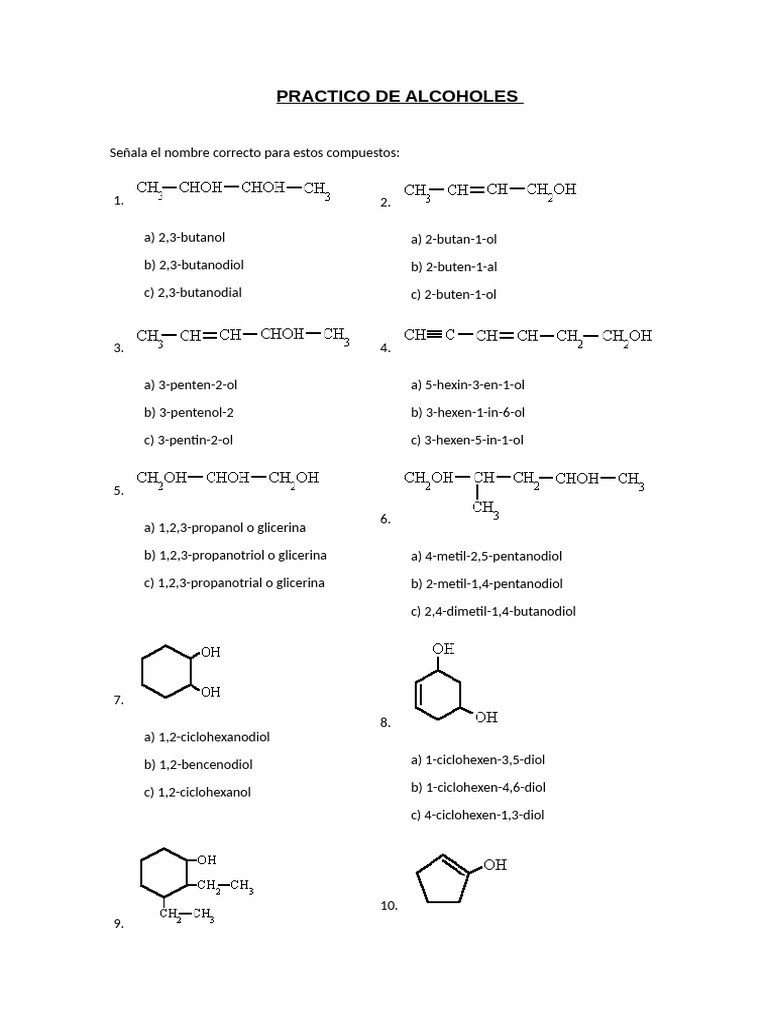 Práctico Alcoholes | PDF