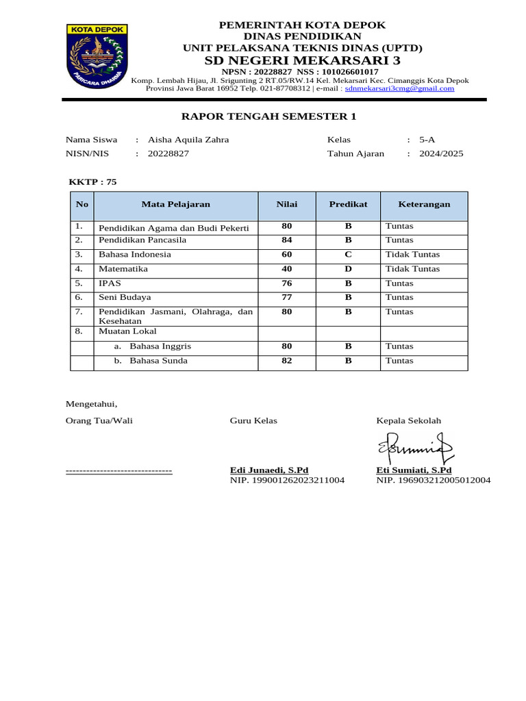 Template Rapor | PDF