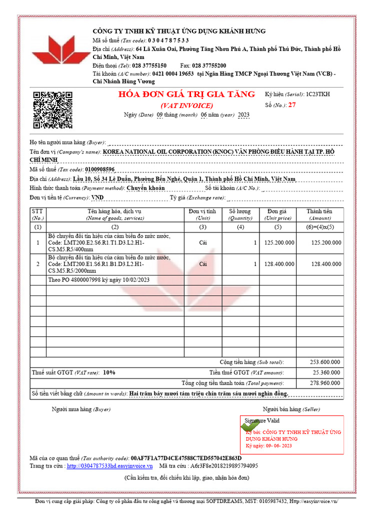 Hoadon 0304787533 1C23TKH 27 | PDF