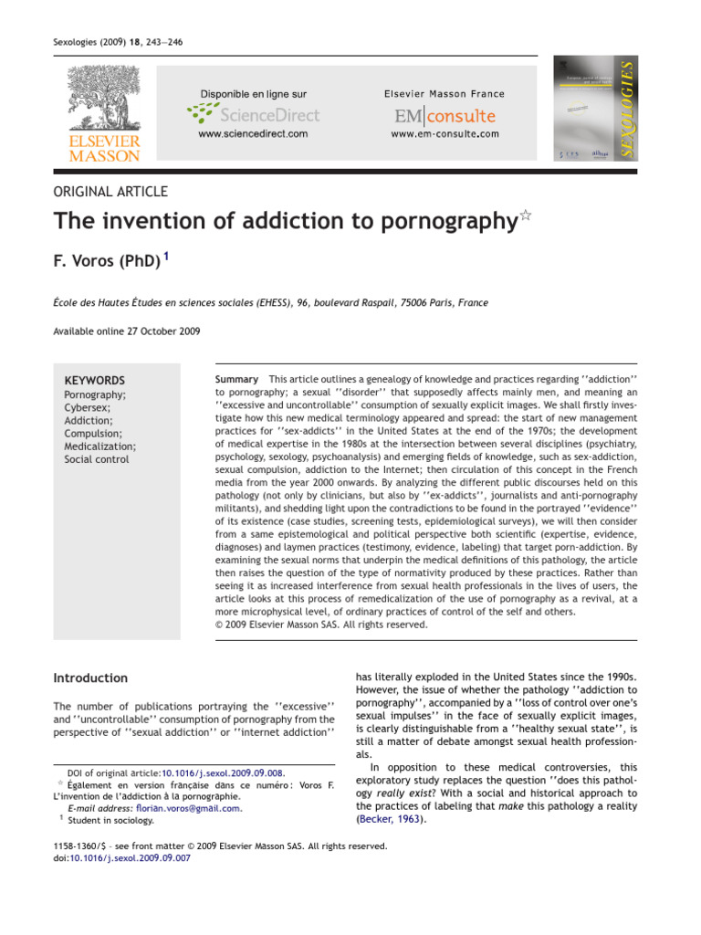 Voros 2009 | PDF | Sexual Addiction | Behavioural Sciences