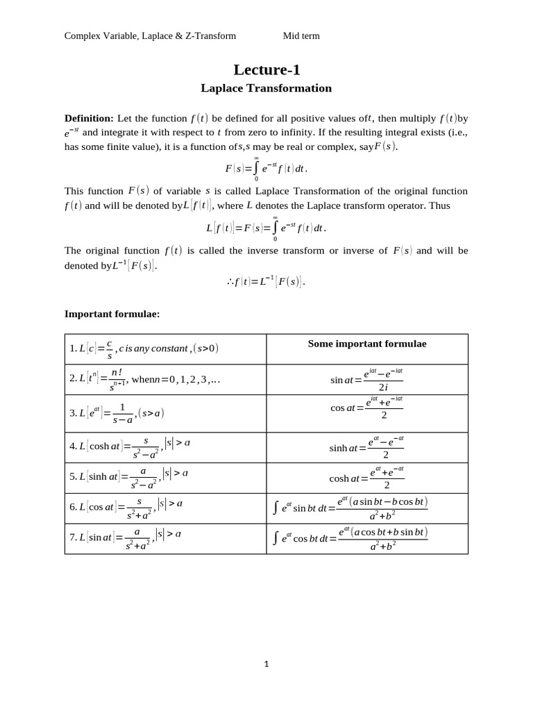 Math3_Ch01_Laplace Transform (3) (1) | PDF | Laplace Transform | Function (Mathematics)