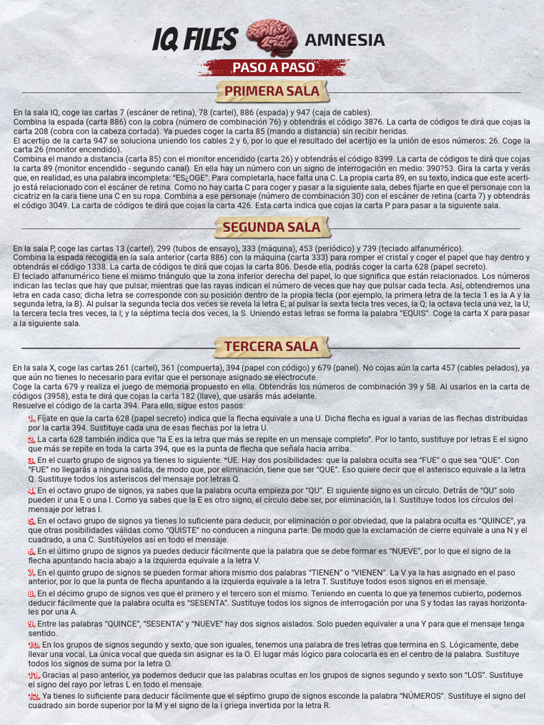 Guía de Juego: Amnesia IQ Files | PDF | Multiplicación | Matemáticas