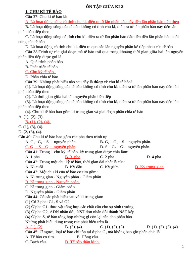 ÔN TẬP 10 GK2 CÓ TỰ LUẬN ĐÁP ÁN | PDF